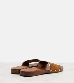 GIANVITO ROSSI Riviera Suede Slides - Beige