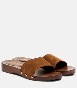 GIANVITO ROSSI Riviera Suede Slides - Beige