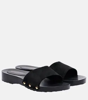 GIANVITO ROSSI Riviera Suede Slides Black