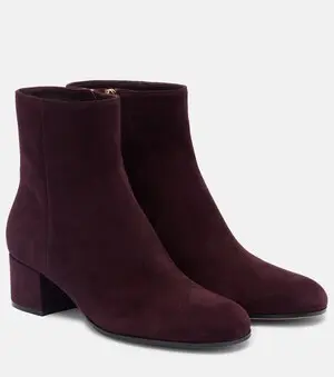 GIANVITO ROSSI Joelle 45 Velvet Ankle Boots - Burgundy