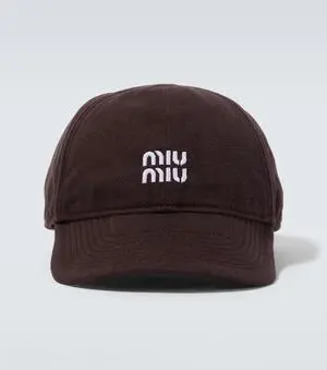 Miu Miu Logo Denim Baseball Cap - Brown