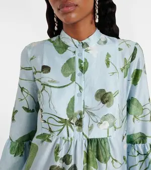 Erdem Tiered Floral Cotton Minidress - Blue