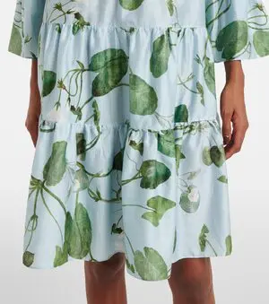 Erdem Tiered Floral Cotton Minidress - Blue