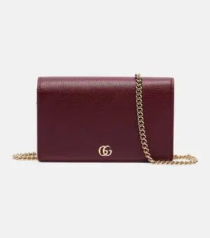 Gucci Gg Marmont Leather Wallet On Chain - Burgundy