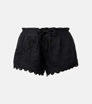 Isabel Marant Étoile Lola Broderie Anglaise Ramie Shorts - Black