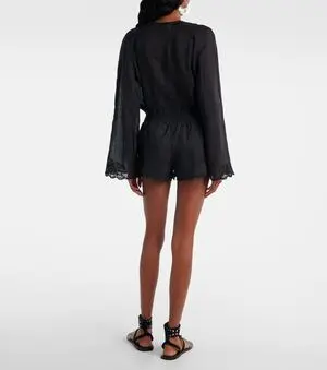 Isabel Marant Étoile Lola Broderie Anglaise Ramie Shorts - Black