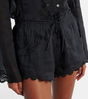 Isabel Marant Étoile Lola Broderie Anglaise Ramie Shorts - Black
