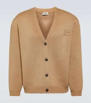 Miu Miu Logo Wool-blend Cardigan
