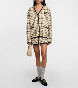 Miu Miu Checked Wool-blend Bouclé Miniskirt