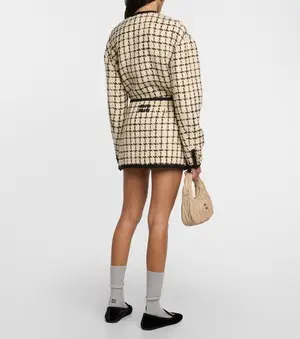 Miu Miu Checked Wool-blend Bouclé Miniskirt