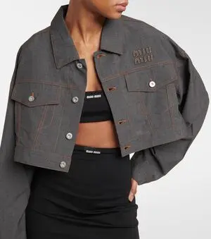 Miu Miu Cropped Virgin Wool Jacket