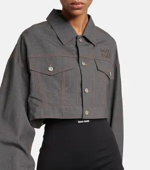 Miu Miu Cropped Virgin Wool Jacket
