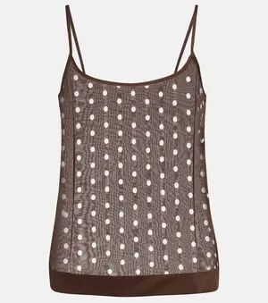 Dries Van Noten Polka Dot Silk-blend Tank Top - Brown