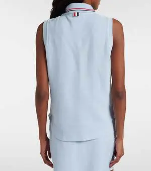 Thom Browne Sleeveless Cotton Polo Shirt