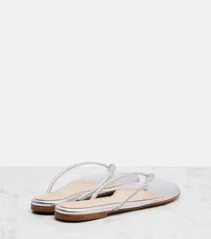 GIANVITO ROSSI India Metallic Leather Thong Sandals - Silver