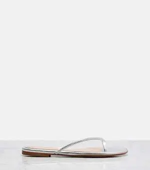 GIANVITO ROSSI India Metallic Leather Thong Sandals - Silver