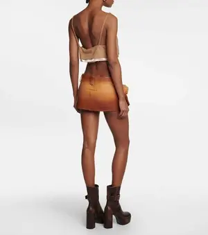 Miu Miu Leather Cargo Miniskirt - Beige