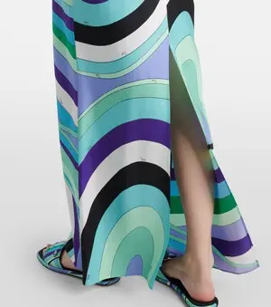 Emilio Pucci Iride Caped Silk Twill Maxi Dress - Multicoloured