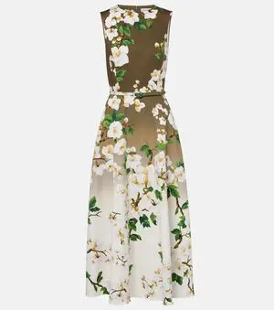 Oscar De La Renta Floral Ombré Cotton-blend Cocktail Dress - Multicoloured