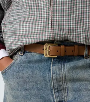 Miu Miu Logo Leather Belt - Brown