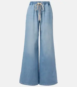 7 For All Mankind High-rise Wide-leg Pull-on Jeans - Blue