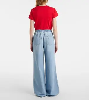 7 For All Mankind High-rise Wide-leg Pull-on Jeans - Blue