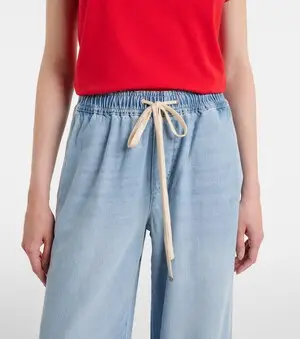 7 For All Mankind High-rise Wide-leg Pull-on Jeans - Blue