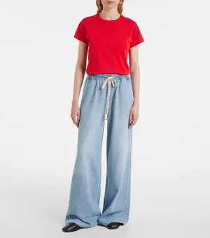 7 For All Mankind High-rise Wide-leg Pull-on Jeans - Blue