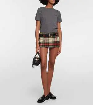 Miu Miu Checked Wool Miniskirt
