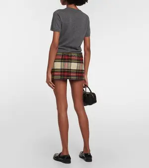 Miu Miu Checked Wool Miniskirt