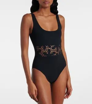 KARLA COLLETTO Floral Cutout Swimsuit - Black