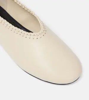 A.emery Park Embroidered Leather Ballet Flats - Beige