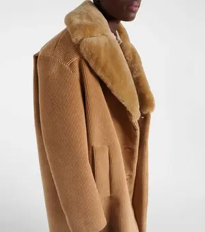 Miu Miu Shearling-trimmed Corduroy Coat