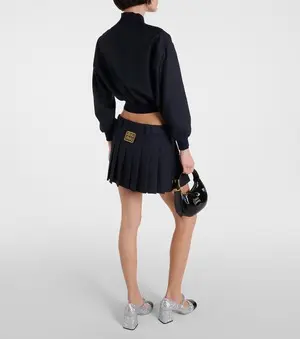 Miu Miu Pleated Virgin Wool Miniskirt - Blue