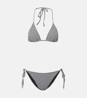 Hunza G Sabrina Gingham Seersucker Bikini - White