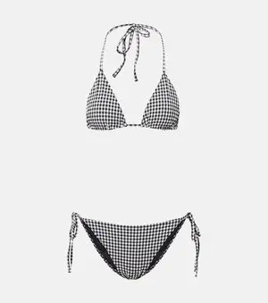 Hunza G Sabrina Gingham Seersucker Bikini - White