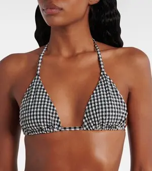Hunza G Sabrina Gingham Seersucker Bikini - White