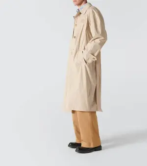 Miu Miu Logo Cotton Gabardine Trench Coat