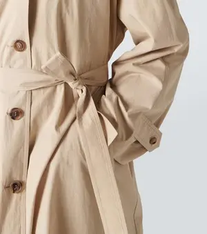 Miu Miu Logo Cotton Gabardine Trench Coat