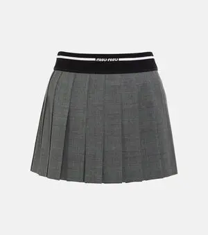 Miu Miu Pleated Virgin Wool Mini Skirt