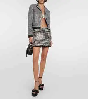 Miu Miu Checked Bouclé Miniskirt