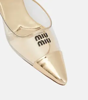 Miu Miu Logo Leather And Pvc Mules