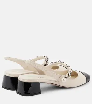 Miu Miu Embellished Leather Slingback Pumps