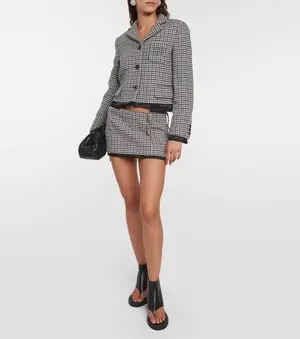 Miu Miu Houndstooth Wool Miniskirt
