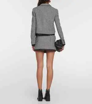 Miu Miu Houndstooth Wool Miniskirt