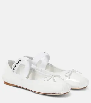 Miu Miu Satin Ballerinas - White | Editorialist