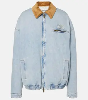 Miu Miu Logo Denim Puffer Jacket