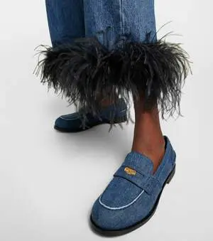 Miu Miu Logo Denim Loafers