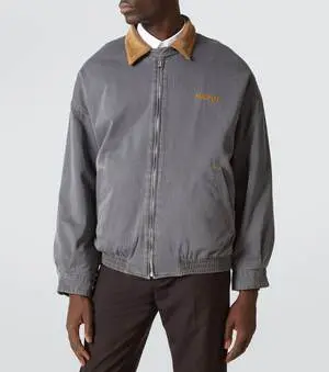 Miu Miu Velvet-trimmed Cotton Chambray Blouson - Grey