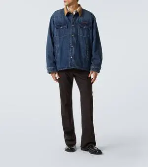 Miu Miu Corduroy-trimmed Denim Down Jacket